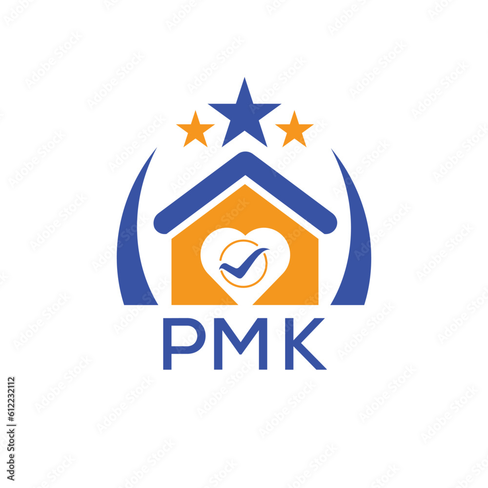 PMK House logo Letter logo and star icon. Blue vector image on white ...