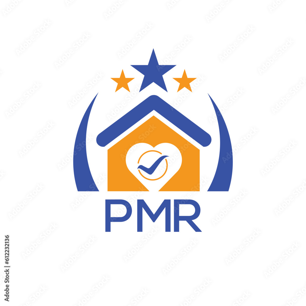 PMR House logo Letter logo and star icon. Blue vector image on white ...