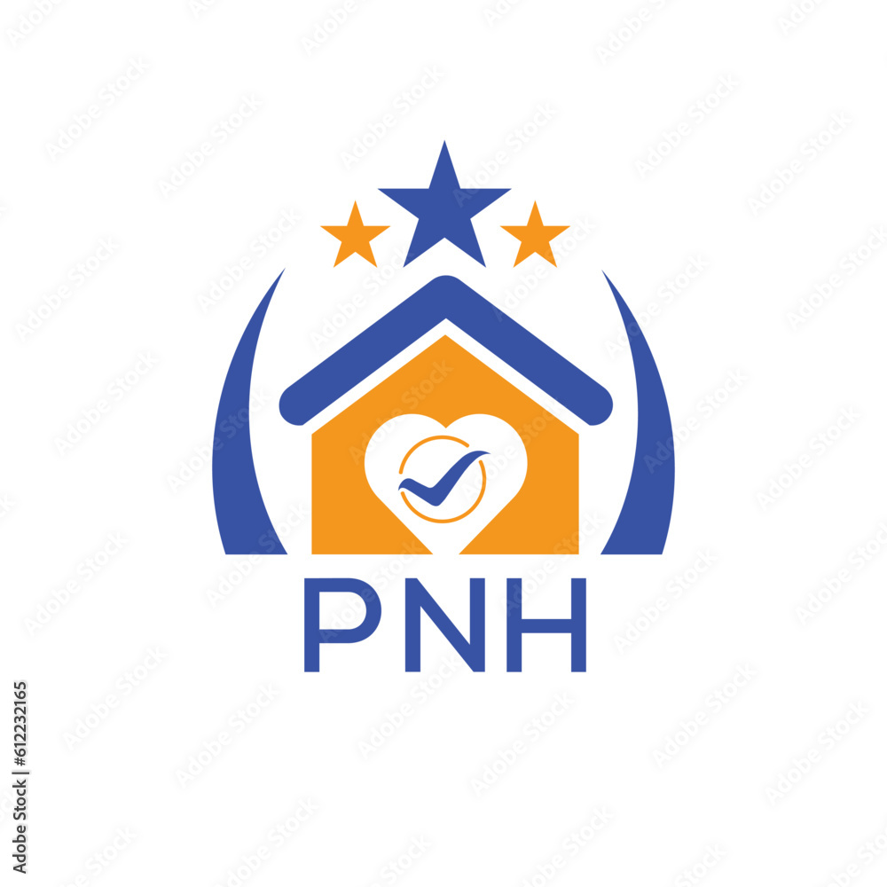 PNH House logo Letter logo and star icon. Blue vector image on white ...