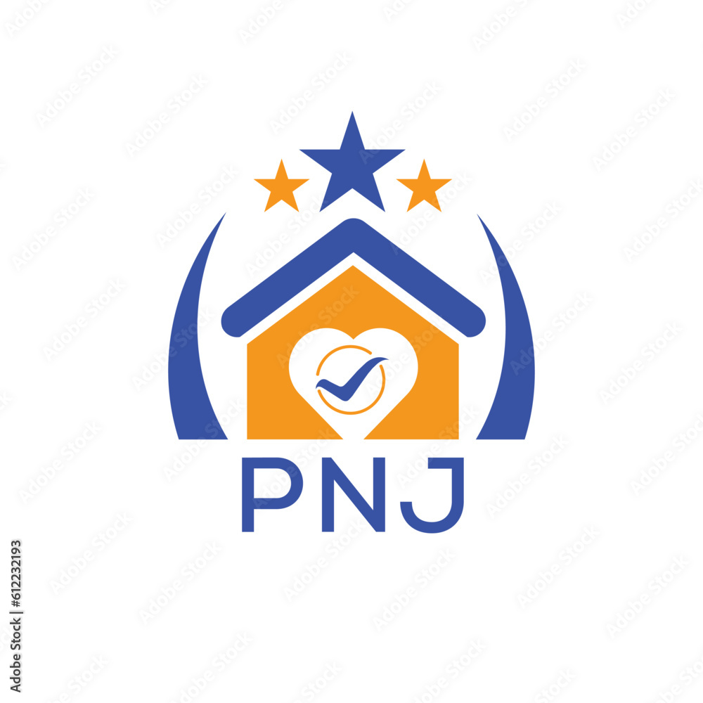 PNJ House logo Letter logo and star icon. Blue vector image on white ...