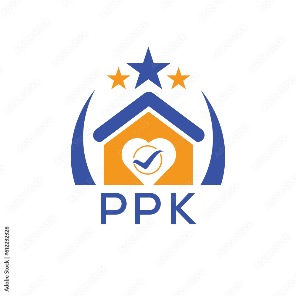 PPK House logo Letter logo and star icon. Blue vector image on white ...