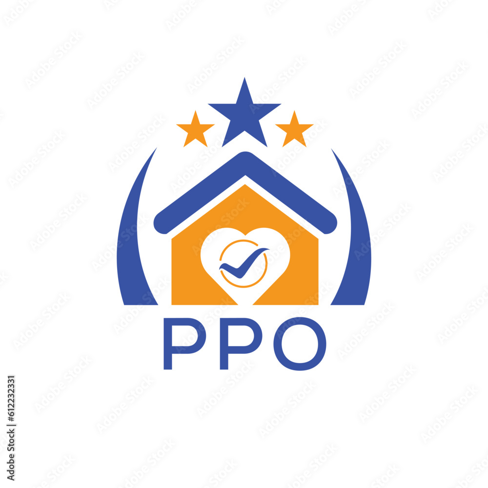 Vecteur Stock PPO House logo Letter logo and star icon. Blue vector ...