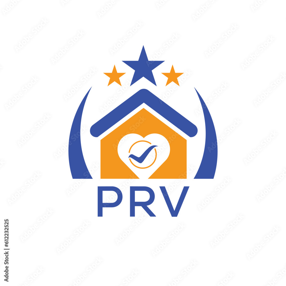 PRV House logo Letter logo and star icon. Blue vector image on white ...