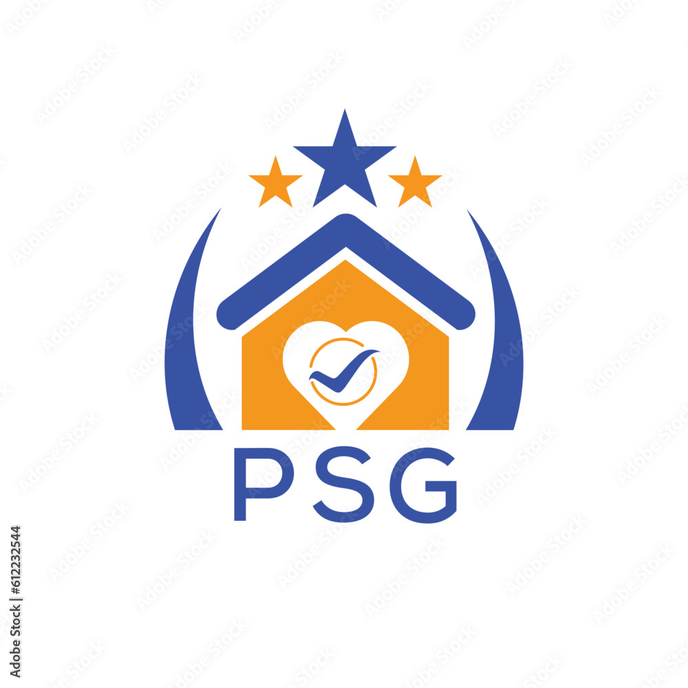 PRG House logo Letter logo and star icon. Blue vector image on white ...