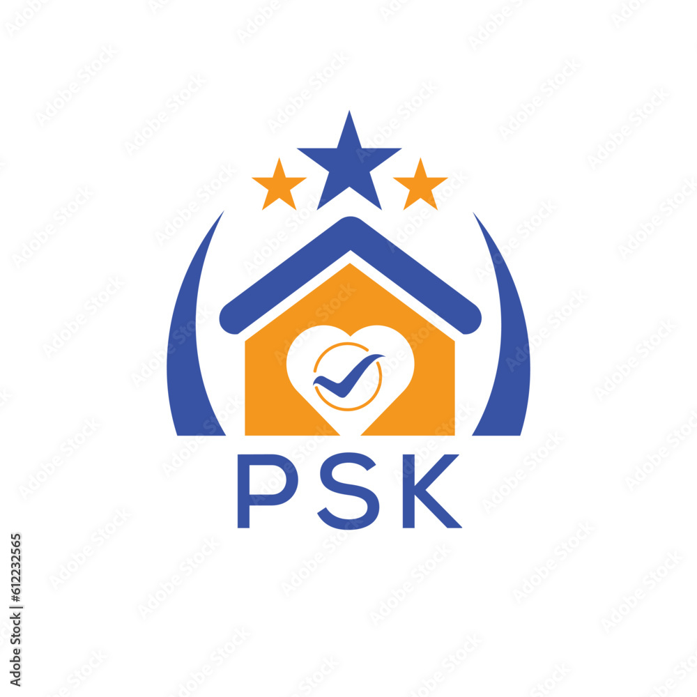 PSK House logo Letter logo and star icon. Blue vector image on white ...