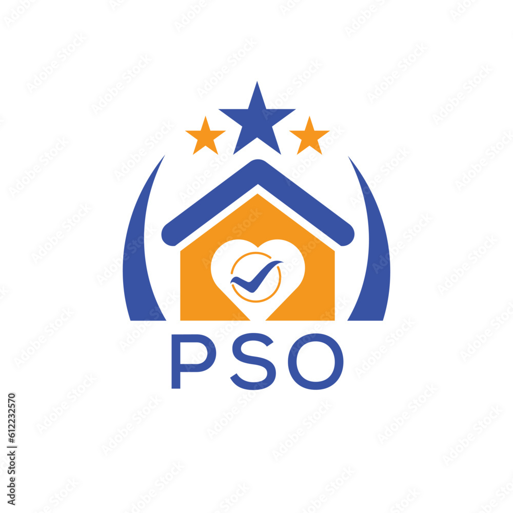 PSO House logo Letter logo and star icon. Blue vector image on white ...