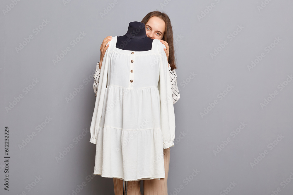 Fashion designer entrepreneur. Creative clothing workshop. Cute smiling ...