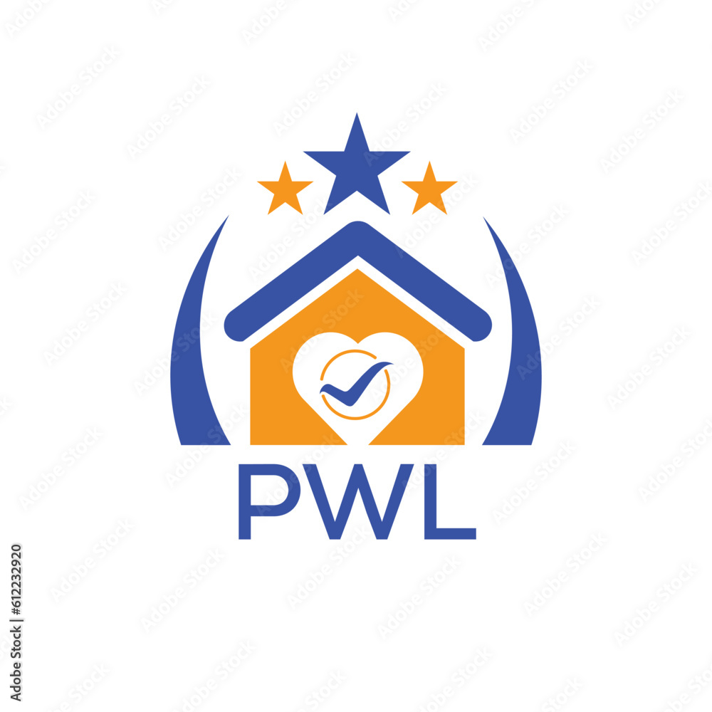 PWL House logo Letter logo and star icon. Blue vector image on white ...