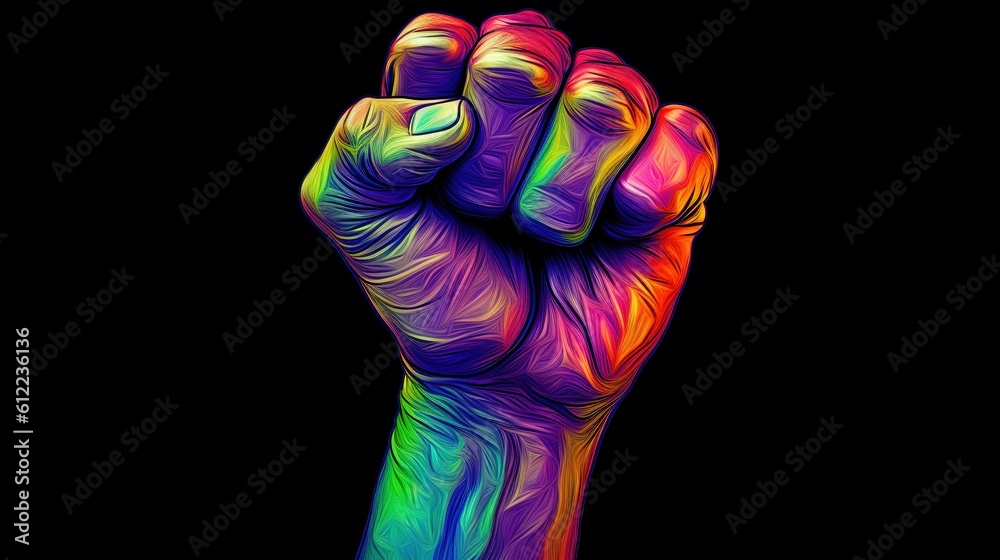 a powerful digital artwork featuring a raised fist of equality as a ...