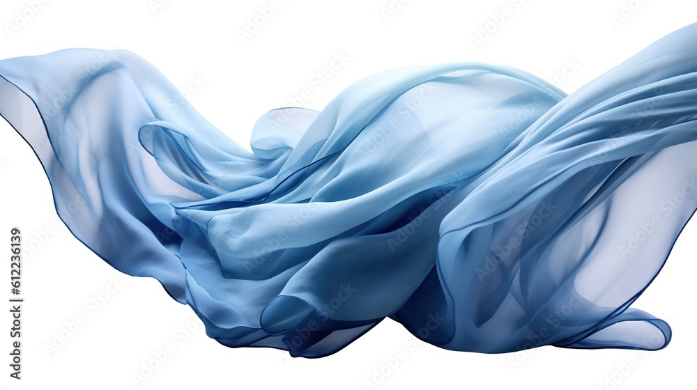 digital artwork featuring a flowing blue fabric billowing in the wind ...