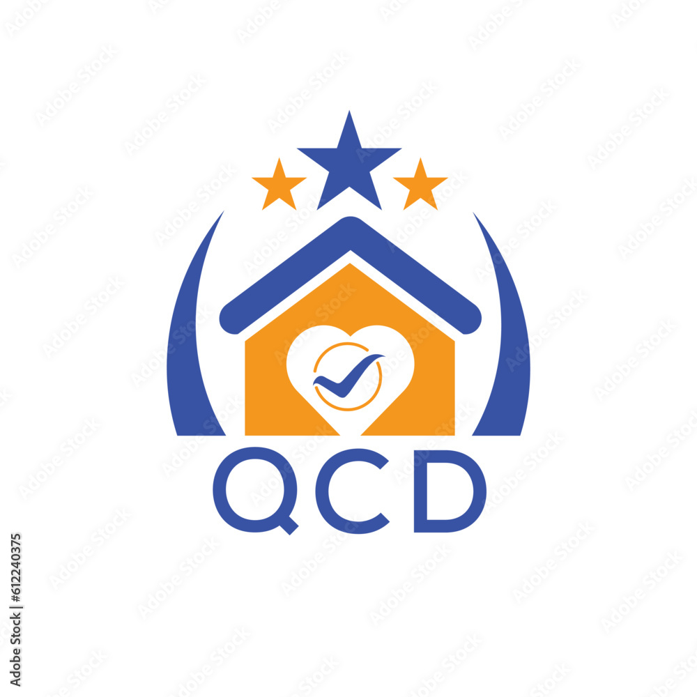 QCD House logo Letter logo and star icon. Blue vector image on white ...