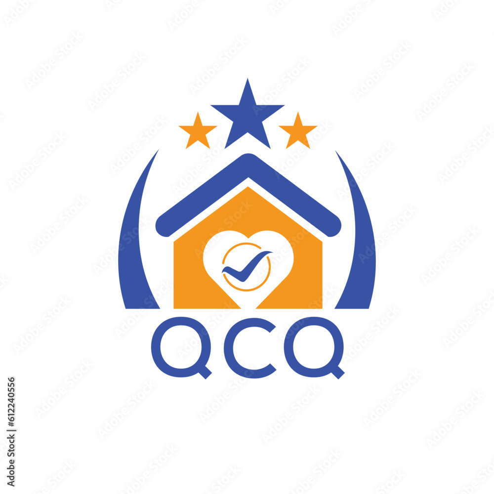 Vecteur Stock QCQ House logo Letter logo and star icon. Blue vector ...