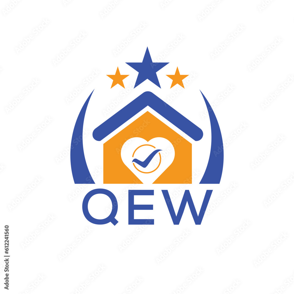 Vecteur Stock QEW House logo Letter logo and star icon. Blue vector ...