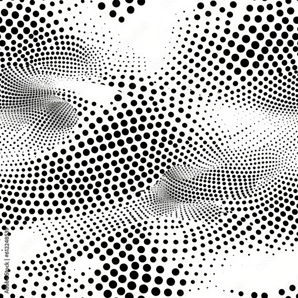 Dynamic Wave Elements Of Black Dots On White Background. Seamless ...