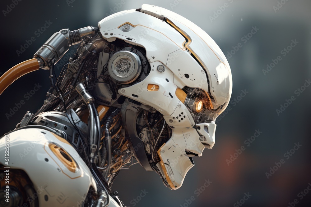 3D Cyborg Side On Perspective | Robot with exposed wiring and circuitry ...