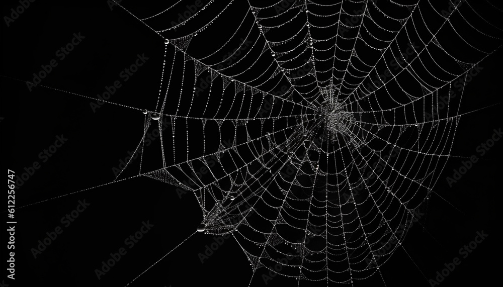 Creepy spider web on black background, Halloween dark background ...