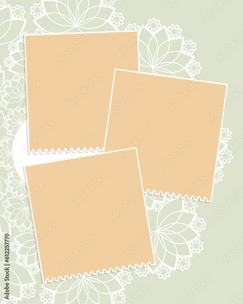 Photobook with lace, social stories layout, vintage collage photo book ...