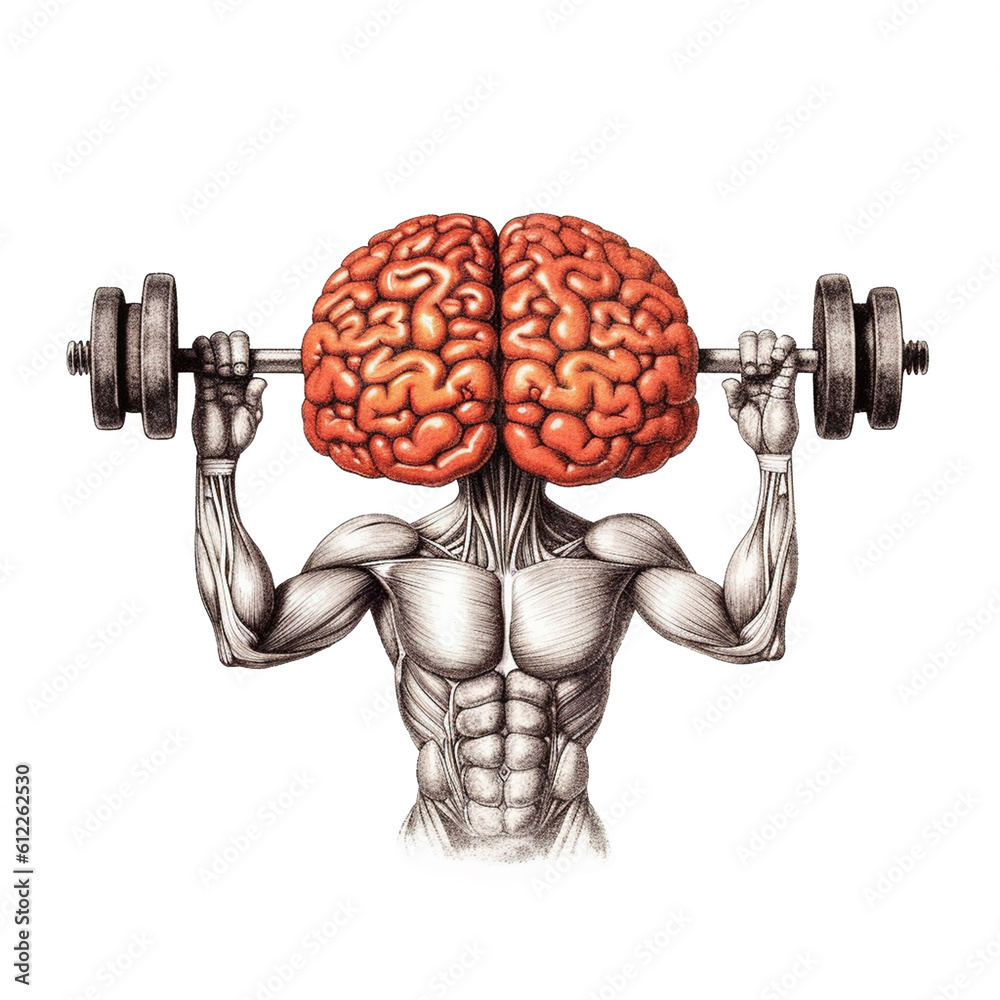 Human brain lifts weight with dumbbell, memory and mind training, brain ...
