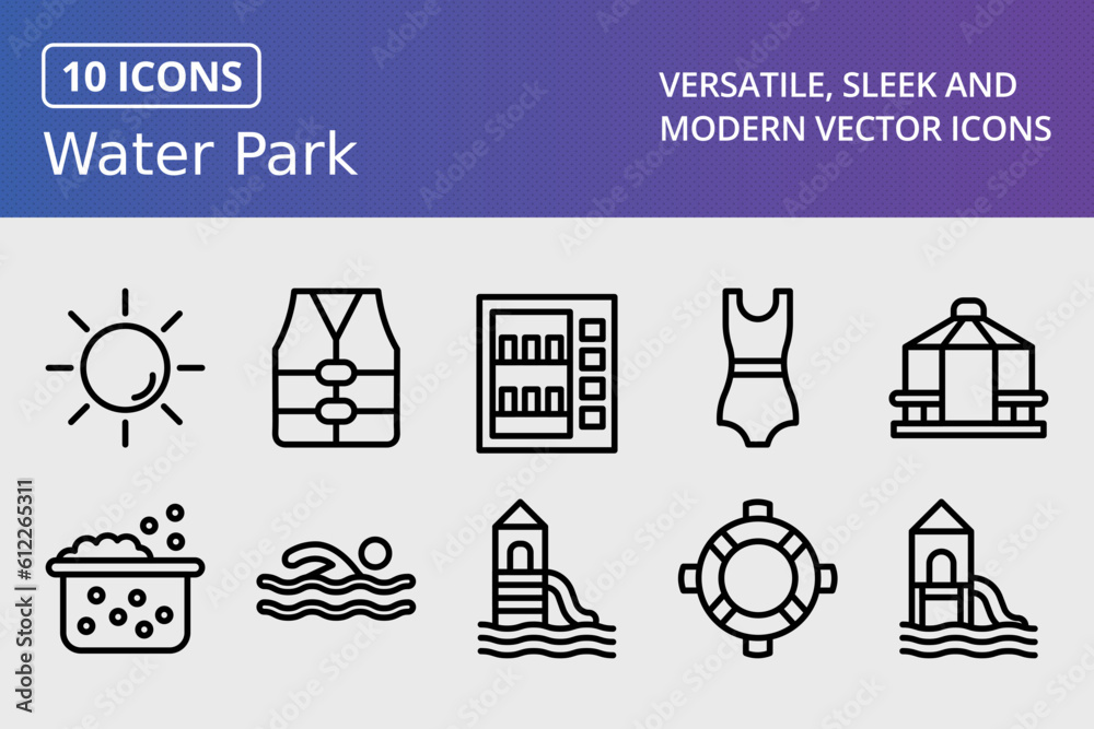 Vector Water Park Icon Set Stock Vector | Adobe Stock