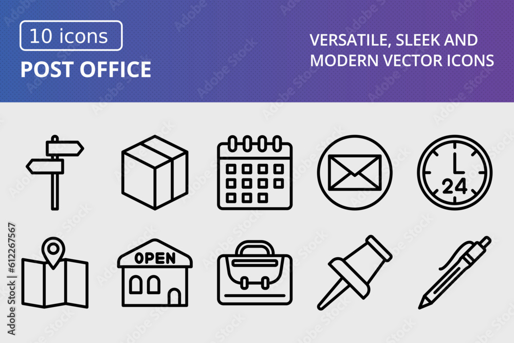 Vector Post Office Icon Set Stock Vector | Adobe Stock