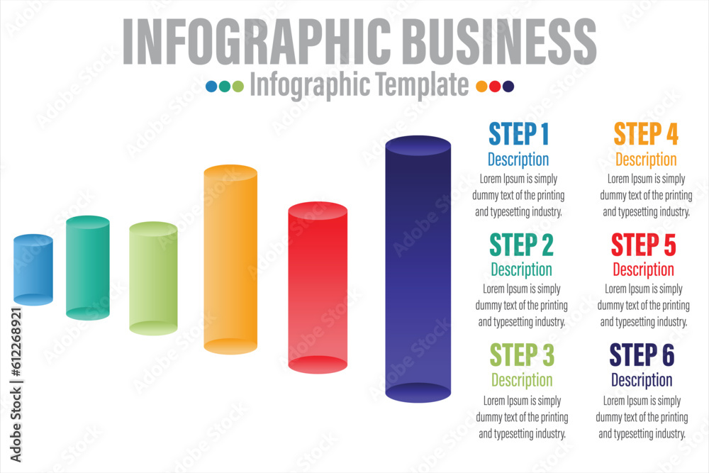 Infographic chart concept for slide presentation with 6 point list and ...