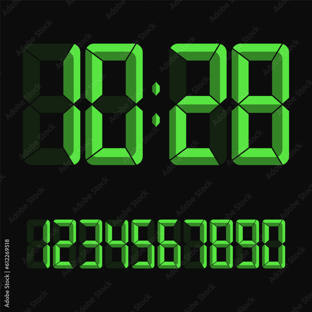 Vetor de Electronic figures. LCD numbers for a electronic devices ...