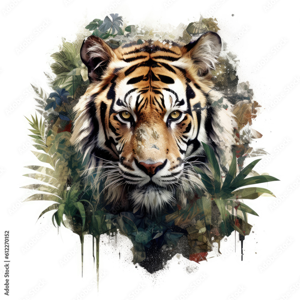 Generative ai illustration of detailed drawing illustration of a Tiger ...