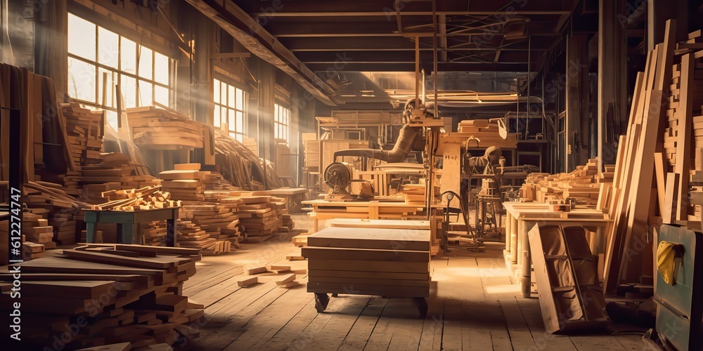 AI Generated. AI Generative. Log mechanic lumber sawmill timber wood ...