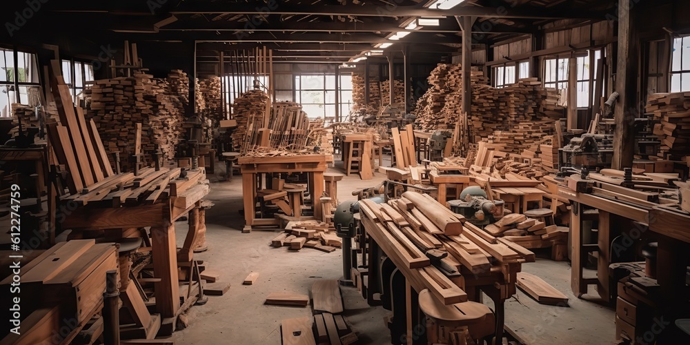 AI Generated. AI Generative. Log mechanic lumber sawmill timber wood ...