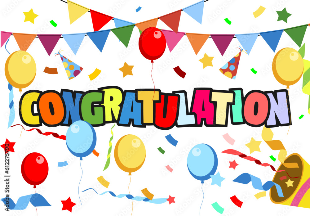 congratulation design with a birthday celebration theme and some ribbon ...