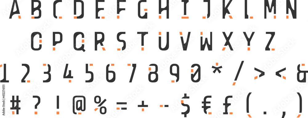 Bold rounded alphabet set with decor. Vector decorative typography ...