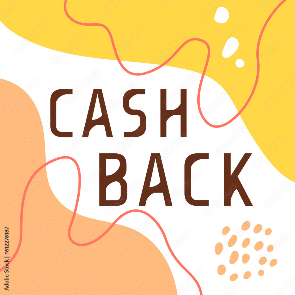 Cash back bold promotional poster. Vector decorative typography ...