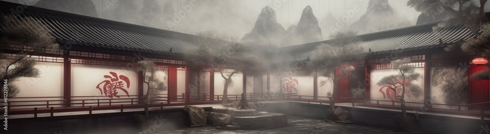 illustration, traditional japanese karate dojo, ai generative Stock ...