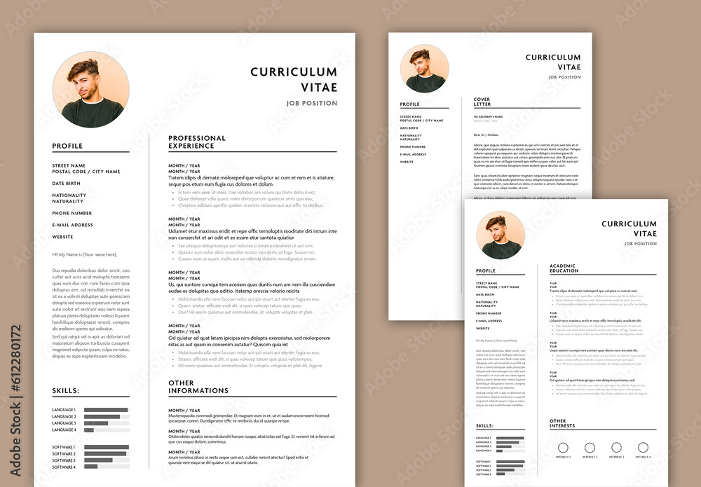 Professional Resume CV and Cover Letter Template Layout Stock Template ...