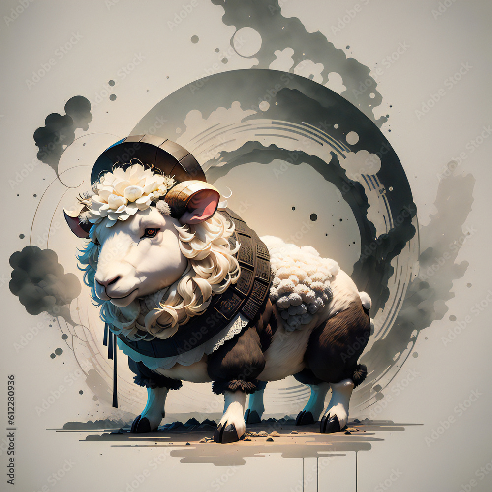 Chinese zodiac sign Goat wearing a sweater with a snowman next to it ...