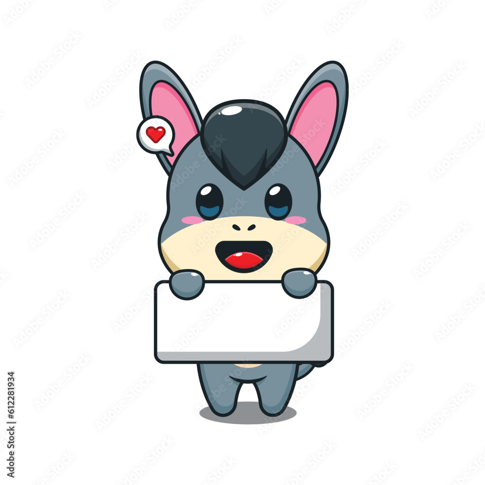 donkey holding greeting banner cartoon vector illustration. Stock ...
