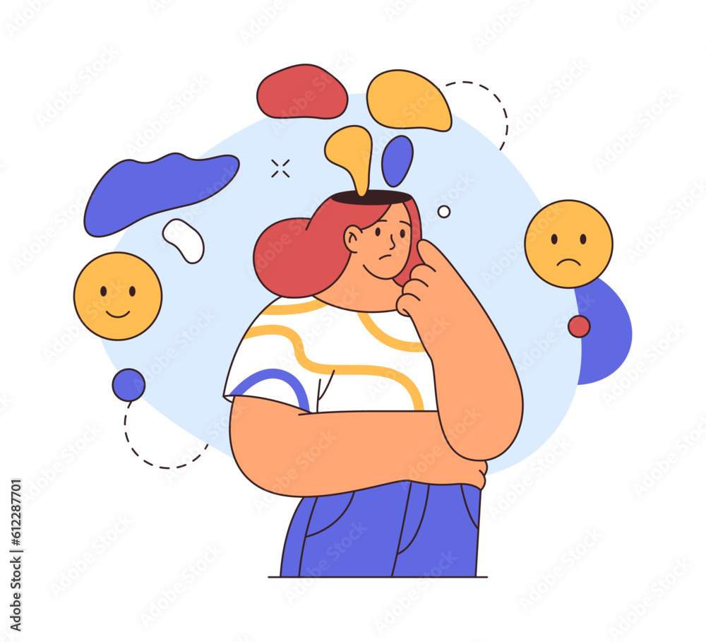 Differences of mood, split personality problem flat cartoon vector ...