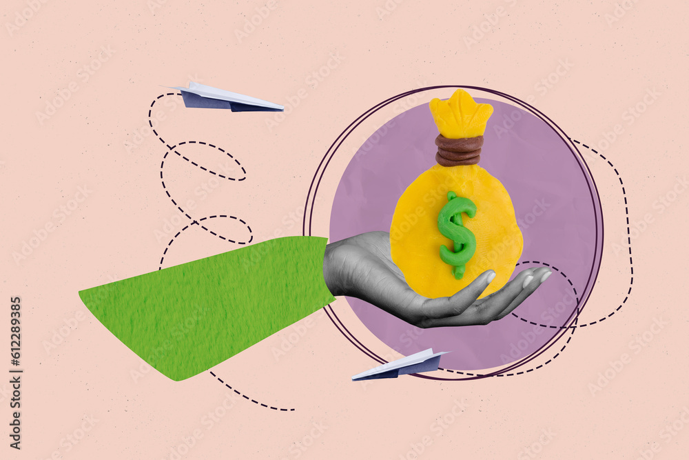 Minimal photo illustration collage artwork financial independence ...