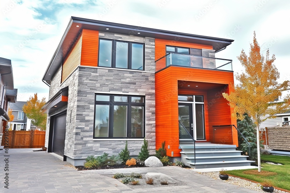 Orange Siding and Natural Stone Cladding: A Striking and Innovative ...