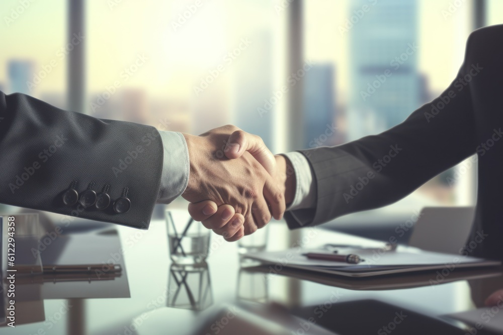 business concept handshake agreement decision making two businessmen ...