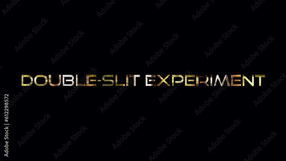 Loop DOUBLE-SLIT EXPERIMENT gold glitch text effect illustration on ...