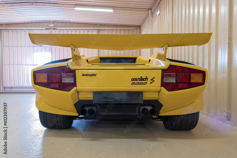 GALDAMES, SPAIN-AUGUST 8, 2021: 1982 Lamborghini Countach LP500 S (rear ...