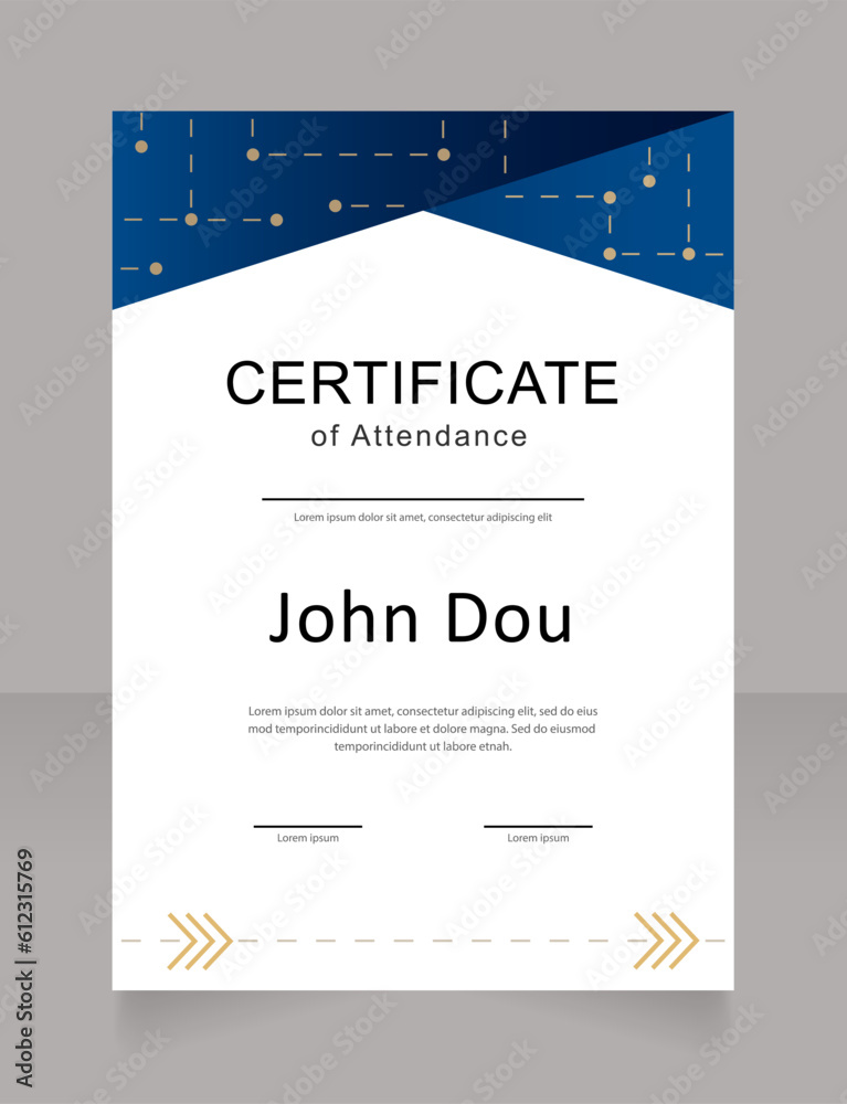 Engineering system installing certificate design template. Vector ...