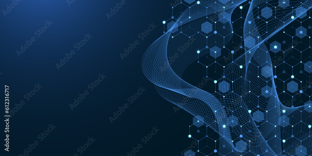 Modern scientific abstract background with hexagon shapes, lines and ...