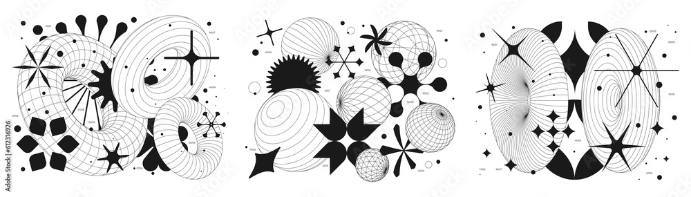 Fototapeta Set futuristic retro PNG minimalistic illustration with 3d ... Fototapeta Set futuristic retro PNG minimalistic illustration with 3d ...