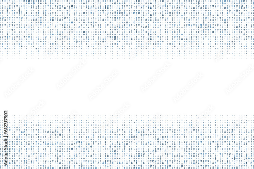 Blue Random Digital Data Matrix Of Binary Code Numbers Isolated On A White Background With A
