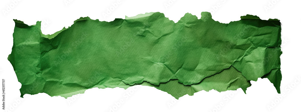 Green paper ripped message torn.A torn piece of paper with torn edges ...