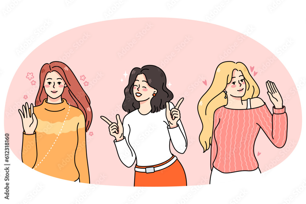 Smiling diverse young women having fun chilling out together. Happy ...