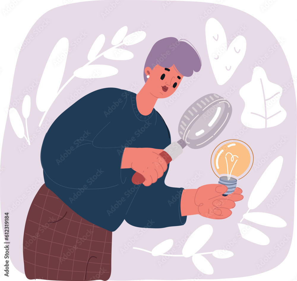 Vector illustration of Business woman. A woman is making observations ...