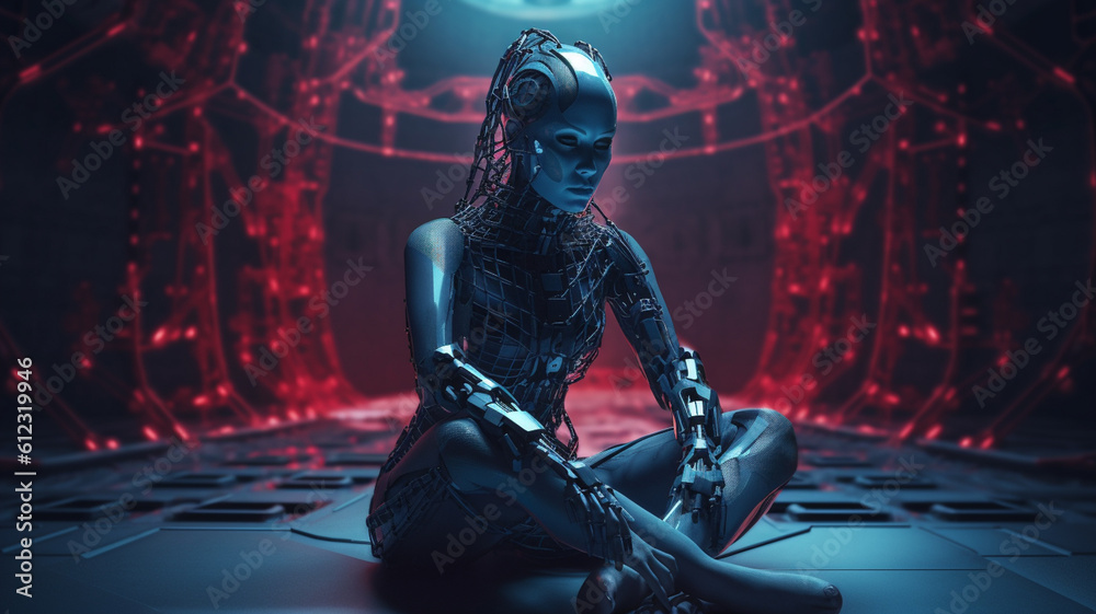 Portrait of a cyborg humanizing artificial intelligence, created with ...